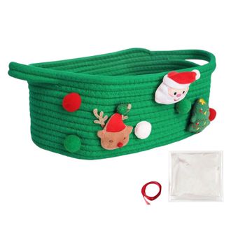 Generic Aufbewahrungskorb Aus Baumwollseil - Dekorativer Gewebter Organizer Mit Griffen, Vielseitiger Weihnachtsseilkorb F&uuml;r Zuhause, B&uuml;ro, Schrank, Schlafzim