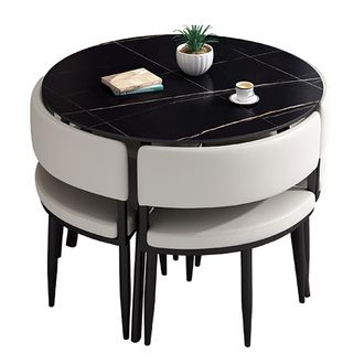 Generic Essgruppe f&uuml;r kleine R&auml;ume, Moderne Essgruppe f&uuml;r 4 Personen - stilvoller quadratischer/runder K&uuml;chentisch mit 4 St&uuml;hlen, 5-teiliges M&ouml;belst&uuml;ck, perfe