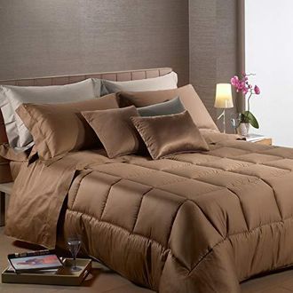 Caleffi Satin steppdecke, Baumwollsatin, Kaffee, 160 x 190 cm