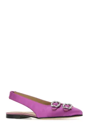 Edhen Milano Womens Purple Satin Sunset Ballerinas Fucsia Ballerine Flat Shoes