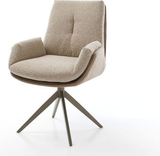 DELIFE Drehstuhl Clea-Flex Materialmix Schlamm Kreuzgestell breit Effektfinish Titan 360° drehbar Wippfunktion, Esszimmerstühle