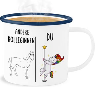 Shirtracer Emaille Becher Blechbecher - Kollegen - Tassen - Andere Kolleginnen Dabbing Einhorn | Arbeitskollegin Geschenk zur Rente Kollegin | Verabschiedung Kol