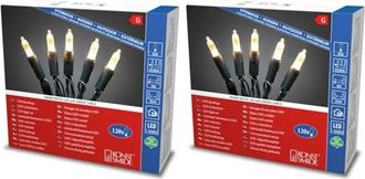 Konstsmide LED Minilichterkette, 120 warm wei&szlig;e Dioden, 24V Au&szlig;entrafo, gr&uuml;nes Kabel, Gr&uuml;n (Packung mit 2)