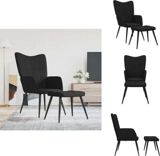vidaXL Relaxsessel mit Hocker Schwarz Stoff - Sessel - Relaxsessel - Bequemlichkeit - Wohnzimmersessel - Schwarz
