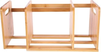 BESPORTBLE NIYANGLE Verstellbares Holz Desktop B&uuml;cherregal mit Stabilem Design Gro&szlig;er Kapazit&auml;t f&uuml;r Schallplatten CDs und B&uuml;cher Vielseitiger Organizer f&uuml;r Wohnz