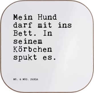 Mr. & Mrs. Panda Untersetzer für Gläser Mein Hund darf mit... - Geschenk, Tischuntersetzer, Liebe, Haus, Quadratischer, Tassenuntersetzer, gläseruntersetzer, Coaster, 