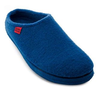 Andres Machado Chaussons pour homme et femme pour l´hiver - Slippers - AM001 - Tissu et doublure en feutre - Pantoufles unisex - Semelle de marche en caoutchouc - Bl