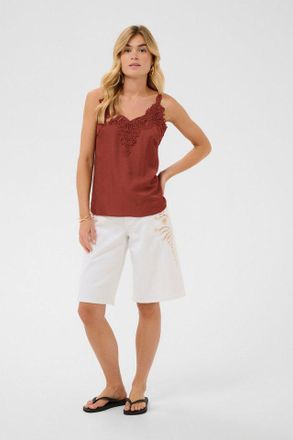 Cream T-Shirt Jersey-Top &auml;rmellos CRANNA