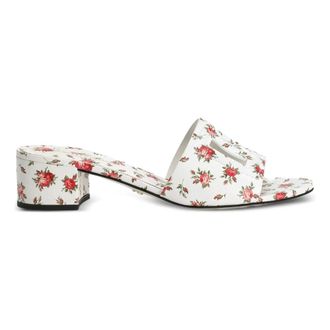 Dolce & Gabbana Mules aus bedrucktem Kalbsleder mit Rosenprint - - Shoes - Damen - Mehrfarbig - 38 EU