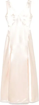 Philosophy di Lorenzo Serafini Femme, Robes, Rose, Taille: 38 FR Longue robe maxi satin&eacute;e &agrave; col en V