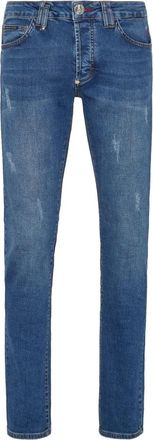 Philipp Plein Homme, Jeans, Bleu, Taille: W40 Jean droit d&eacute;lav&eacute;