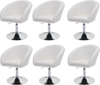 Hhg Neuwertig] 6er-Set Esszimmerstuhl HHG 247, K&uuml;chenstuhl Drehstuhl Loungesessel, drehbar h&ouml;henverstellbar Stoff/Textil creme-wei&szlig;