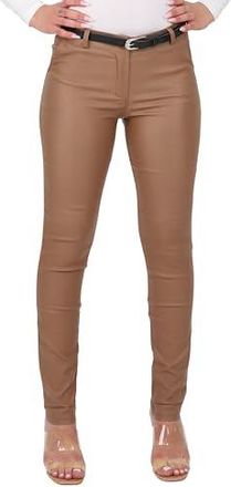 Malito more than fashion Malito - Pantalon chino pour femme - Élégant pantalon élastique aspect cuir - Pantalon festif et élégant pour femme - 1031 (S-XXL), marron clair, L