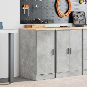vidaXL Vidaxl - Garagen-Aufbewahrungsschrank Betongrau Massivholz Kiefer