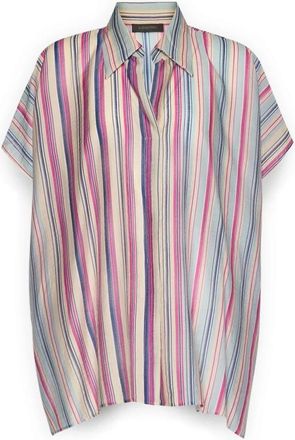 Elena Miro Femme, Blouses et Chemises, Bleu, Taille: 42/44 FR Chemise oversize ray&eacute;e en m&eacute;lange de Lyocell