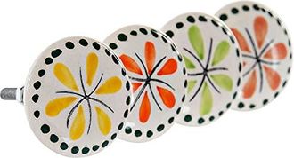 Item Dermatologie Keramik-Knopf mit Blumenmotiven, erh&auml;ltlich in Vier Modellen, die nach dem Zufallsprinzip serviert Werden, Kindergriffe und Griffe, Mehrfarbig, Nicht 