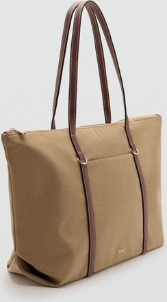 Mango Shopper-Bag mit Doppelhenkel beige - Damen - Einheitsgr&ouml;&szlig;e - MANGO