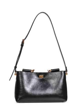 Dolce & Gabbana Polished Calf Leather Shoulder Bag - Black