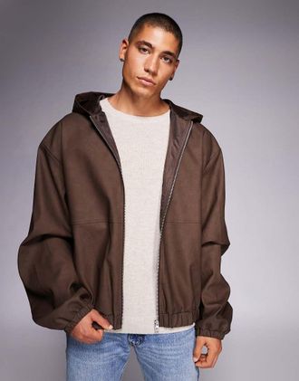 Asos Veste sans manches zipp&eacute;e en imitation cuir - Marron fonc&eacute;-Brown