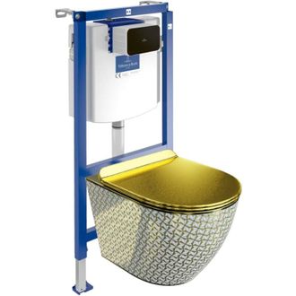 Domino Villeroy&boch wc Set mit Vorwandelement, Wand-WC und Sp&uuml;lknopf