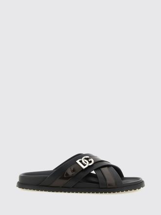 Dolce & Gabbana Mules en cuir de veau avec plaque monogramme DG
