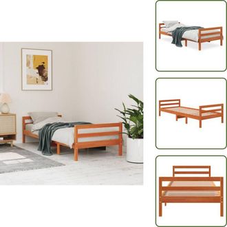 vidaXL Massivholzbett ohne Matratze Wachsbraun 80x200 cm Kiefernholz - Holzbett - Kiefernholzbett - Massives Holzbett - Doppelbett - Bettrahmen