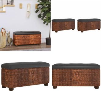 vidaXL Vidaxl - Bancs de rangement lot de 2 et coussin marron 69 cm quenouille - Banc Coffre - Banc Rangements - Meuble Entrée - Banc Design - Meuble Salle