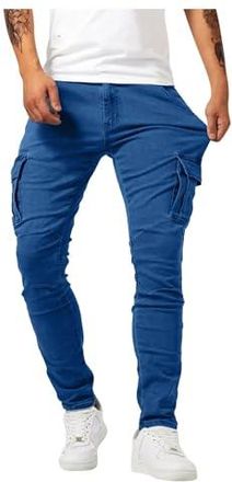 Generic Jean Slim Homme Droit- Salopette Jeans Multi-Poches Élasticité Classiques Casual Moulant Chic Pants Léger Doux avec Fermeture Éclair Comfortable Grand