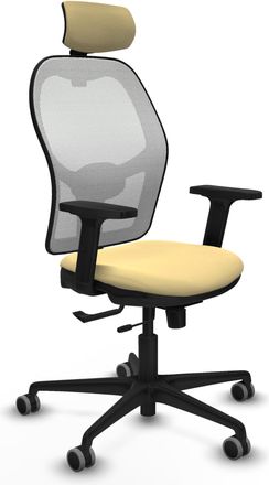 Piqueras y Crespo Ergonomischer Stuhl mit 2D-Armen, h&ouml;henverstellbare Lendenwirbelst&uuml;tze und h&ouml;henverstellbares Kopfteil, Wei&szlig;/Cremefarben