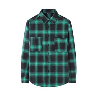 Generic Chemise &agrave; carreaux en flanelle &agrave; manches longues pour homme, chemise boutonn&eacute;e tartan pour homme, chemise surdimensionn&eacute;e polyvalente, confortable, ha