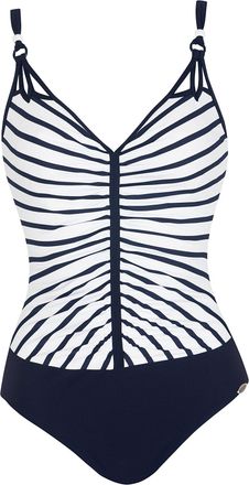 Sunflair Badeanzug Damen Badeanzug - Maritimer Stil mit Punkten und Raffungen - klassicher Einteiler mit gro&szlig;en Cups und Schalen - verf&uuml;hrerischer tiefer R&uuml;cke
