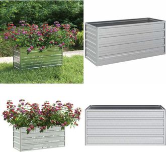 vidaXL Lit sur&eacute;lev&eacute; de jardin 100x40x45 cm Acier galvanis&eacute; Argent&eacute; - Jardiniere Metal - Pot De Fleurs Exterieur - Lit Sur&eacute;lev&eacute; Jardin - Bac Plante - Culture