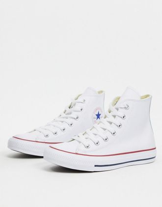 Converse Chuck Taylor All Star - Kn&ouml;chelhohe Sneaker aus wei&szlig;em Leder