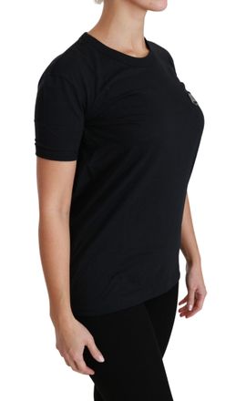 Dolce & Gabbana Womens Blue Amore Patch Crewneck Cotton Top T-Shirt