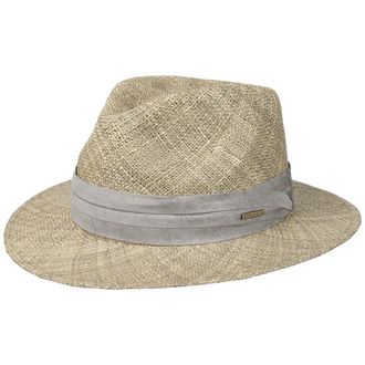 Stetson Caney Seagrass Traveller Herrenhut Sonnenhut mit elegantem Garniturband Unifarbener Strohhut Fr&uuml;hjahr Sommer Natur XL (60-61 cm)