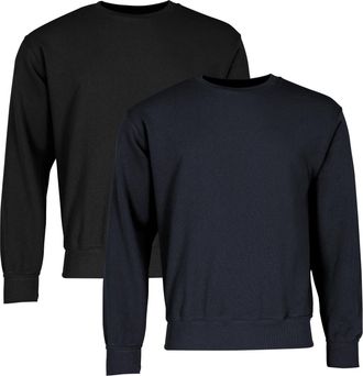 Fruit Of The Loom 2er-Pack Classic Set-in Sweat Sweatshirt Herren, Black + Deep Navy, XXL