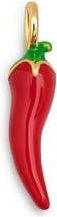 Singularu Charm Piment. Laiton avec finition plaqué or 18 kt. Pendentif motif piment avec détails émaillés. Fermoir mousqueton. Bijoux pour femme