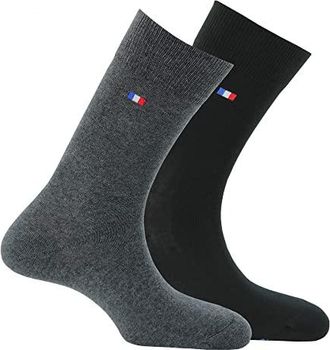 Kindy Lot de 2 paires de chaussettes en coton MADE IN FRANCE - couleur - Anthracite Noir - Pointure - 39-42