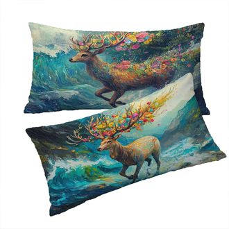 Generic Kissenbezug 30x50cm Grau Kopfkissenbezug Tier Kissenbez&uuml;ge Leinen Dekokissen Kissenbez&uuml;ge Cushion Cover Beidseitig Bedruckt Unsichtbarer Rei&szlig;verschlus