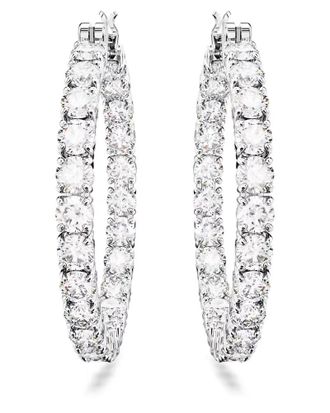 Swarovski Matrix Kreolen Rundschliff, Weiß, Rhodiniert