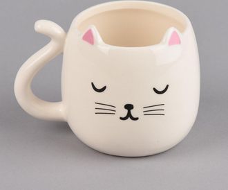 Sch&ouml;ner Leben Sass & Belle Tasse Katze Ohren und Schwanz wei&szlig; 15x9x10cm