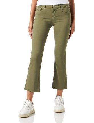 Replay Damen Jeans Schlaghose Faaby Flare Crop Flare-Fit, Light Military 833 (Grün), 26W