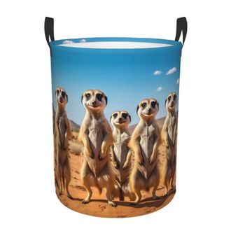 Generic Neugierige Erdm&auml;nnchenfamilie Korb W&auml;sche Rund W&auml;schek&ouml;rbe Wasserdichter W&auml;schetonne F&uuml;r Waschk&uuml;che Kuscheltier Kleidung