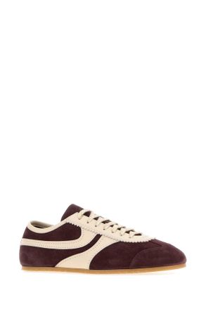Dries Van Noten Mens Two-Tone Suede And Leather Sneakers Darkpurple