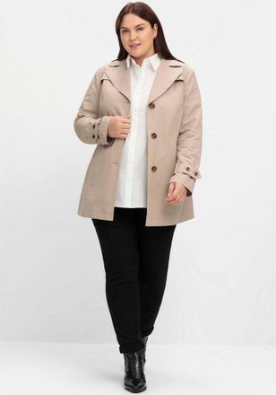 Sheego Allwetterjacke Trenchcoat Langarm mit G&uuml;rtel, wasserabweisende Qualit&auml;t