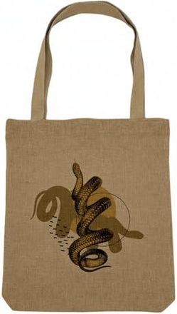 Fabulous Sac Shopping Tote Bag Aspect Lin - Serpent Noir Design Moderne Biologie Illustration Ancienne - Sac de Courses Toile Epaisse 360g Beige Naturel Cabas 