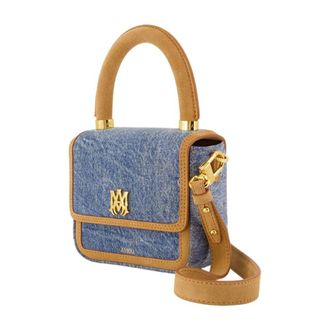 Amiri Womens Denim And Leather Top Handle Bag Blue Cotton