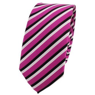 TigerTie &eacute;troit Designer cravate pink noir blanc ray&eacute; - Tie