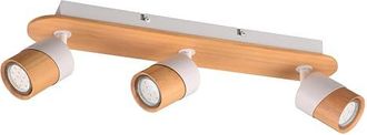 Trio Leuchten Deckenleuchte Aruni 801100331, Metall Weiß matt, Holz Natur, exkl. 3x GU10