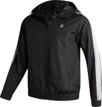Spyder Windjacke f&uuml;r Herren, leicht, wind- und wasserabweisend, mit Kapuze und Rei&szlig;verschluss f&uuml;r Reisen, Laufen, Golf und den t&auml;glichen Gebrauch, Schwarz, M